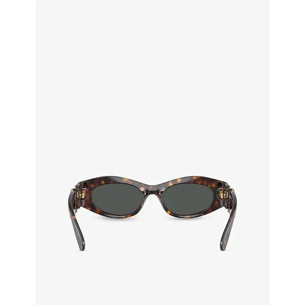 Versace Oval-frame Tortoiseshell Acetate Sunglasses - Brown