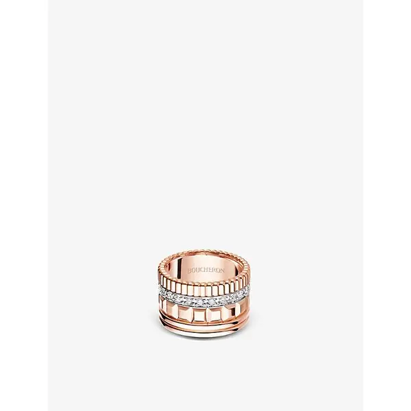 Boucheron Quatre Radiant Edition Rose Gold And Diamond Ring - Pink
