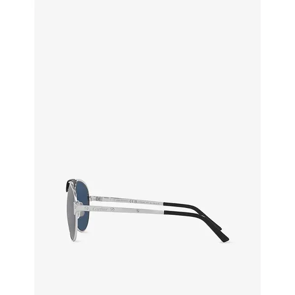 Cartier Aviator Metal Sunglasses With Leather Detail