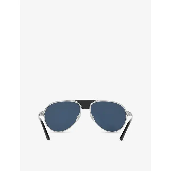 Cartier Aviator Metal Sunglasses With Leather Detail