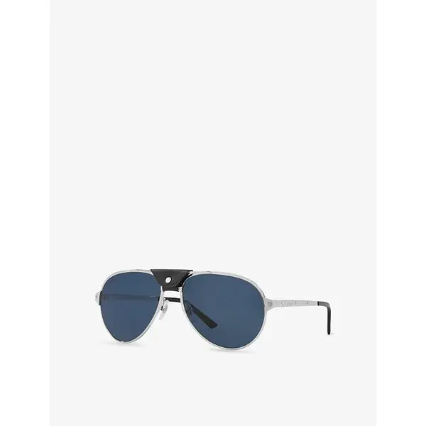Cartier Aviator Metal Sunglasses With Leather Detail