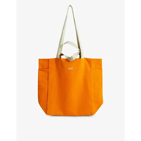 HAY Logo-print Cotton Tote Bag - Mango