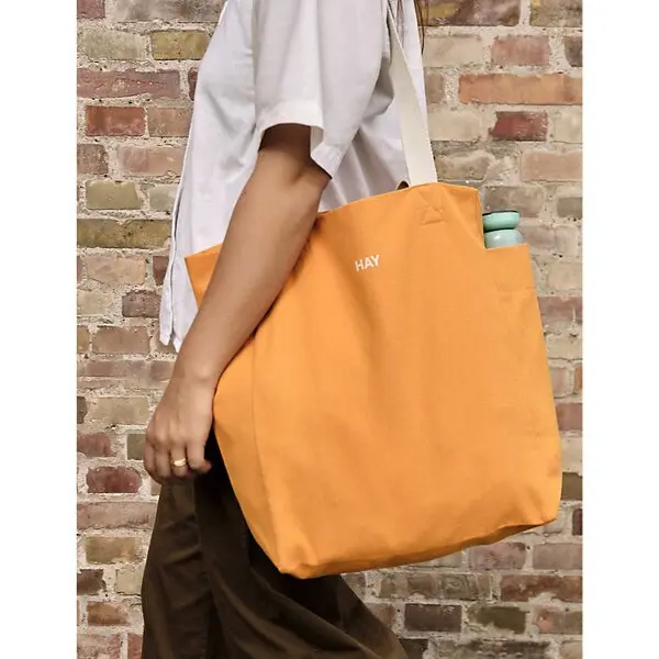 HAY Logo-print Cotton Tote Bag - Mango