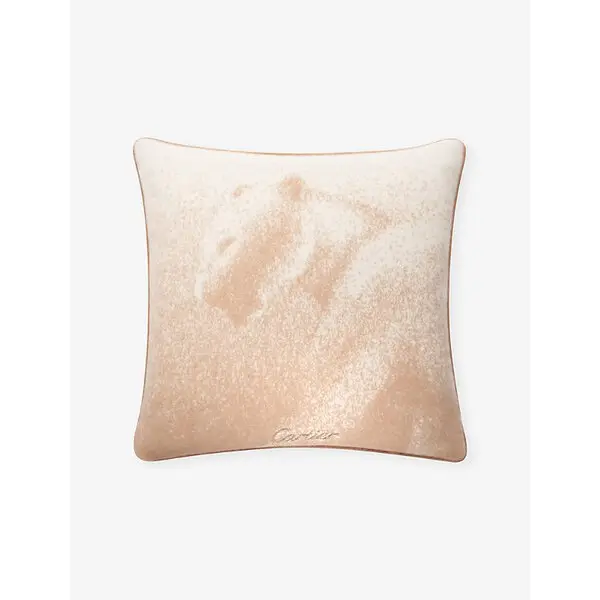 Cartier Panthère De Square Cashmere Cushion 50cm X 50cm - Beige