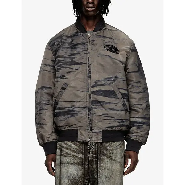 DIESEL® Nylon Logo-plaque Bomber Jacket