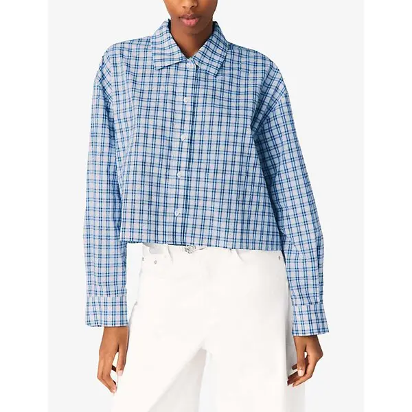 Maje Checked Rhinestone-embellished Cotton Shirt