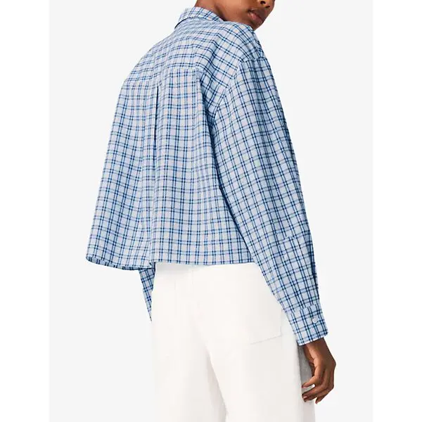 Maje Checked Rhinestone-embellished Cotton Shirt