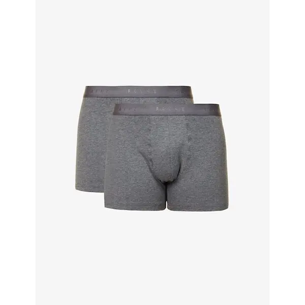 Falke Tonal Waistband Pack Of Two Stretch-cotton Boxers - Dark Grey