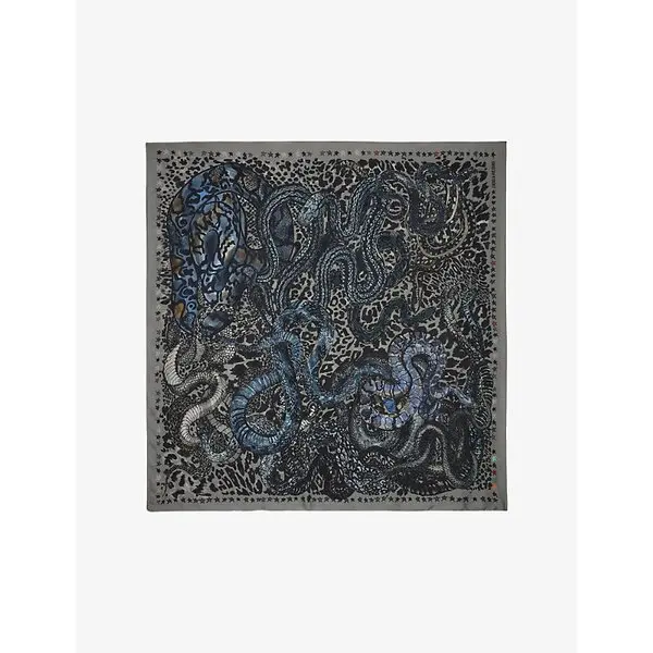 Zadig&Voltaire Billie Snake-print Viscose And Silk-blend Scarf - Medium Grey