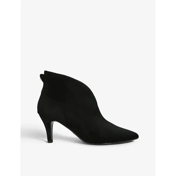 Carvela Flute Curved Ankle Suede Heeled Ankle Boots