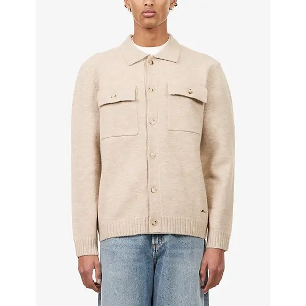 BELIER Patch-pocket Collared Knitted Overshirt