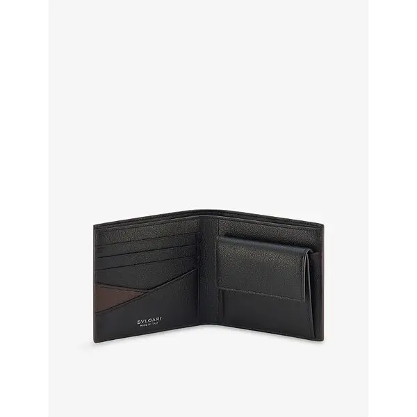 BVLGARI Leather Compact Wallet - Brown