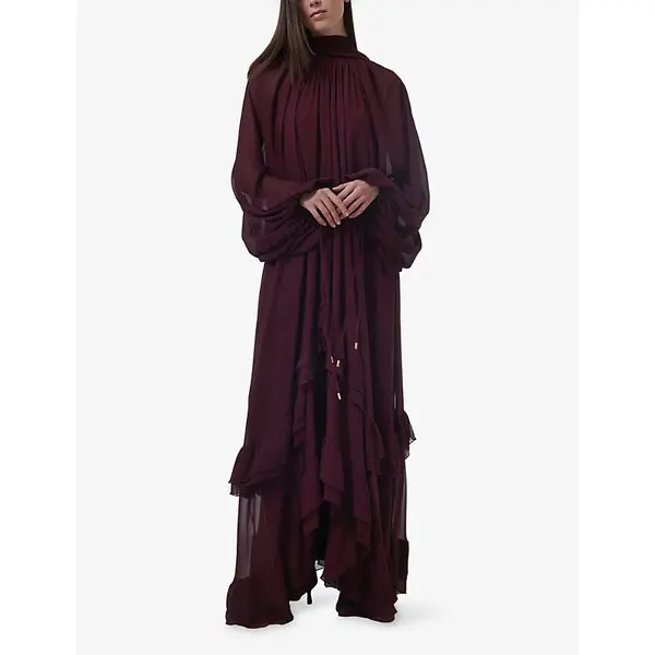 LEEM Balloon-sleeve Frilled Woven Kaftan