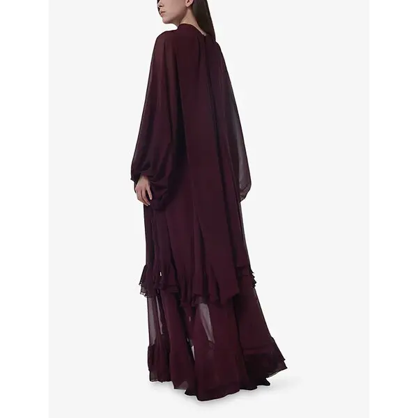 LEEM Balloon-sleeve Frilled Woven Kaftan