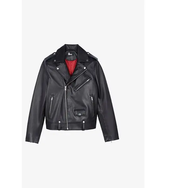 The Kooples Straight-cut Notched-collar Leather Jacket