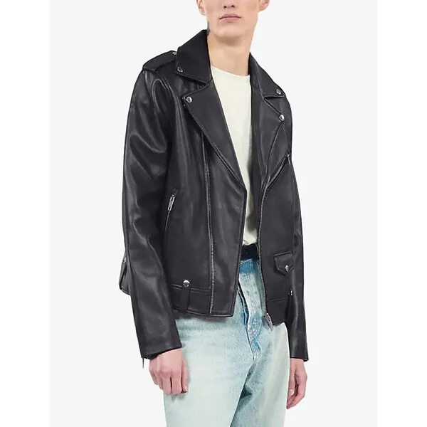 The Kooples Straight-cut Notched-collar Leather Jacket