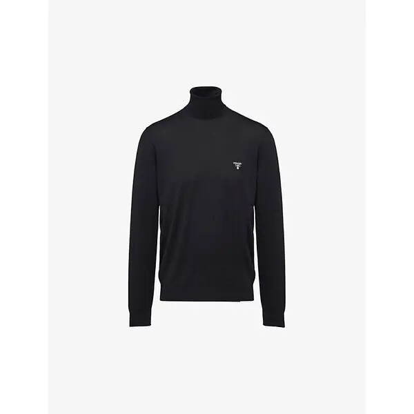 Prada Logo-print Turtleneck Wool Jumper - Black