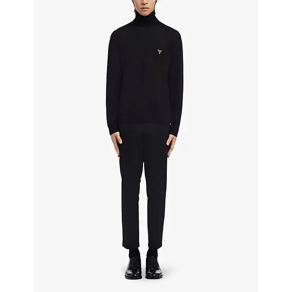 Prada Logo-print Turtleneck Wool Jumper - Black