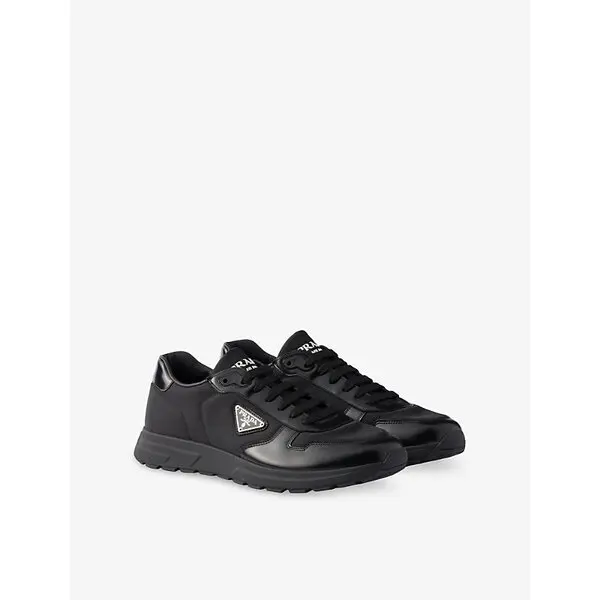 Prada Prax Re-nylon And Brushed Leather Trainers - Black
