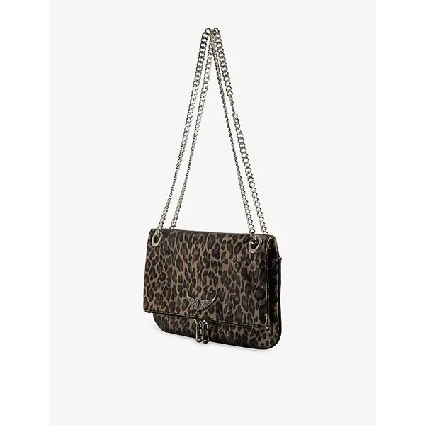 Zadig&Voltaire Rock Ii Metal Leopard Leather Clutch Bag - Silver