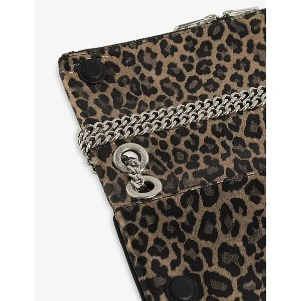 Zadig&Voltaire Rock Ii Metal Leopard Leather Clutch Bag - Silver