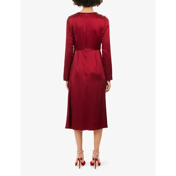 Erdem Embellished Draped Woven Midi Dress