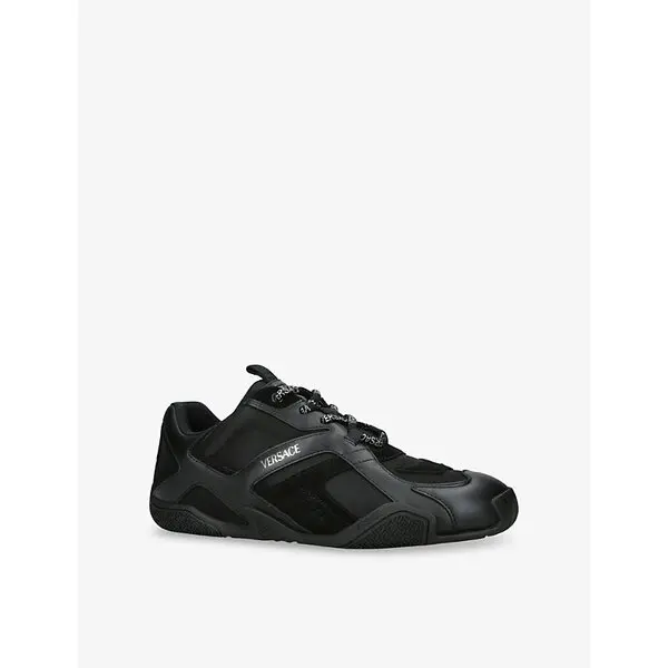 Versace Galaxia Leather And Mesh Trainers