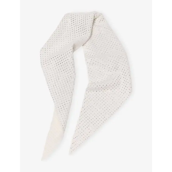 Maje Rhinestone-embellished Triangle Wool Scarf - Ecru