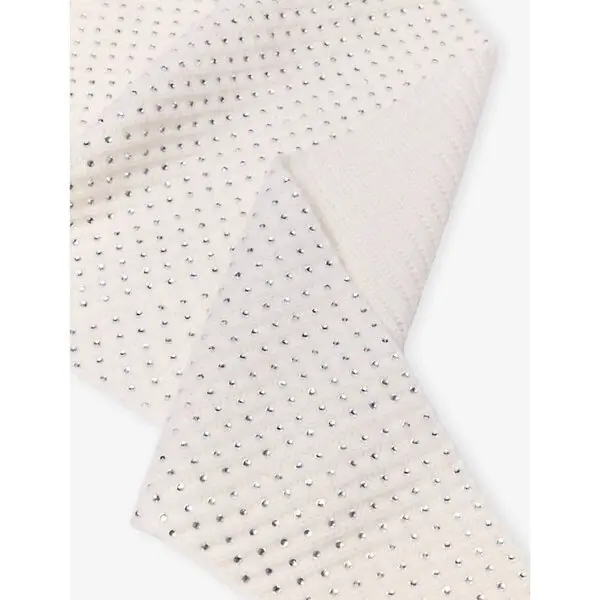 Maje Rhinestone-embellished Triangle Wool Scarf - Ecru