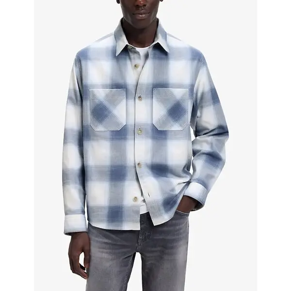 Hugo Check-pattern Oversized Cotton-twill Shirt
