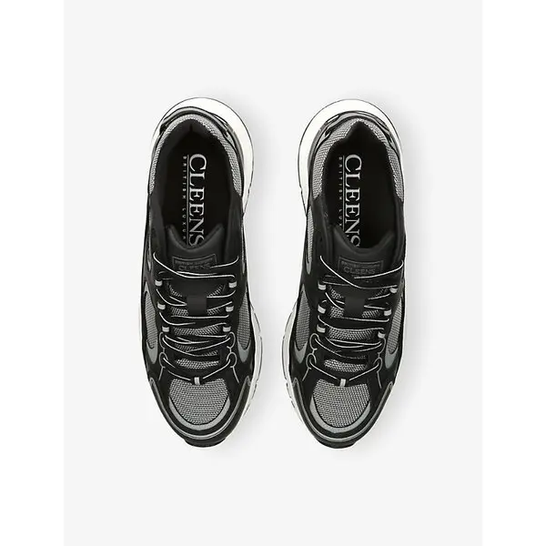 CLEENS Pulse Runner Leather And Mesh Trainers - Blk/white