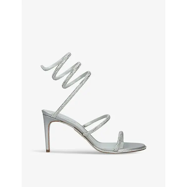 Rene Caovilla Cleo Embellished Satin Heeled Sandals