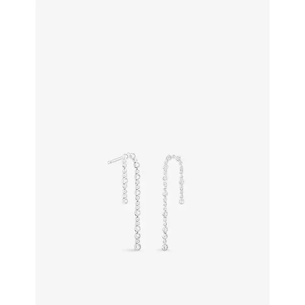 ASTRID & MIYU Gleam Crystal Rhodium-plated Sterling- Drop Stud Earrings - Silver