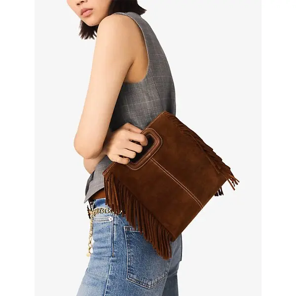 Maje Suede Top-handle Bag - Brown