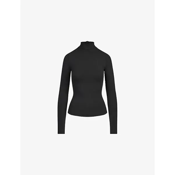 SKIMS Cotton Jersey Turtleneck Top - Soot