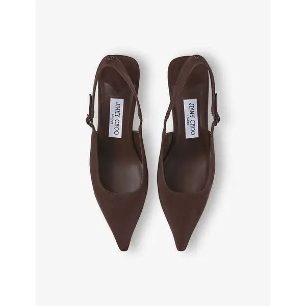 JIMMY CHOO Amel 50 Suede Slingback Heeled Courts - Chocolate