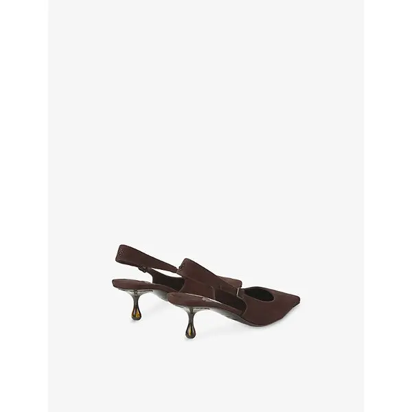 JIMMY CHOO Amel 50 Suede Slingback Heeled Courts - Chocolate