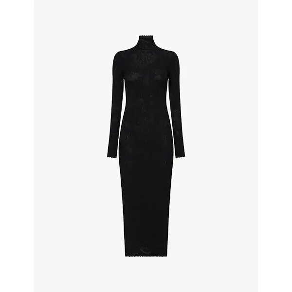 Givenchy Floral-lace Knitted Maxi Dress With Open Back