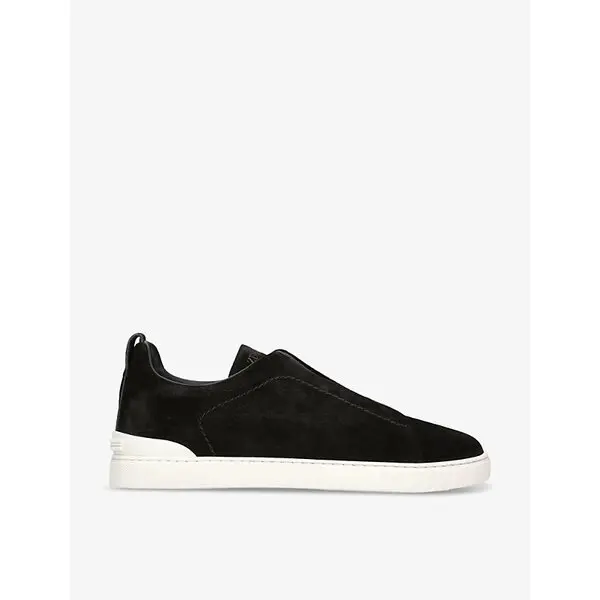 Zegna Triple Stitch Panelled Suede Low-top Trainers - Black