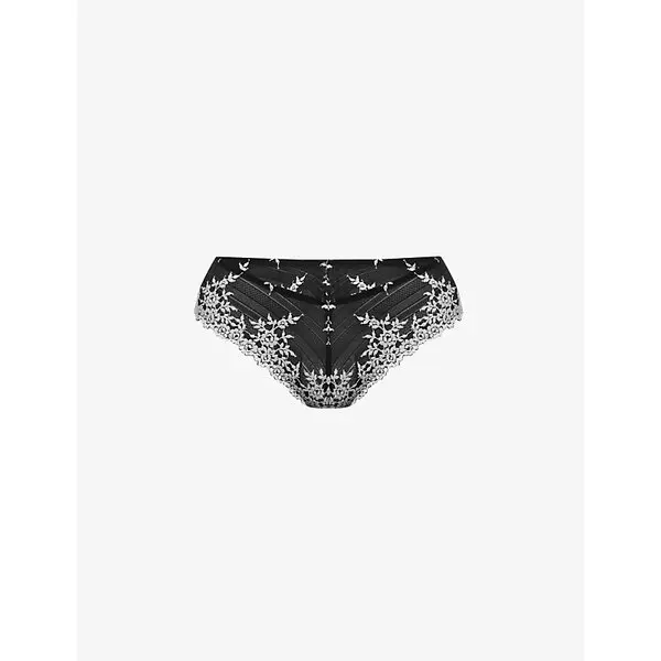 Wacoal Embrace Lace Stretch-lace Tanga Briefs - Black