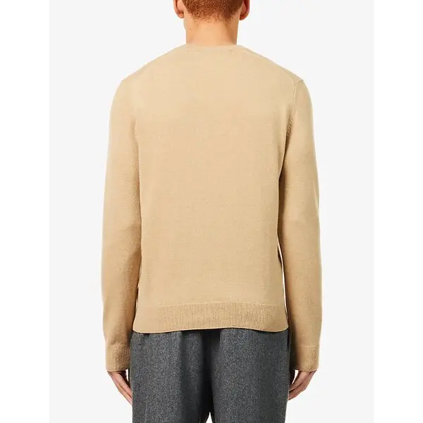 Play Comme Des Garcon Heart-embroidered Knitted Wool Jumper