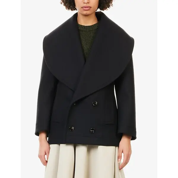 Bottega Veneta Shawl-lapel Short Wool Coat