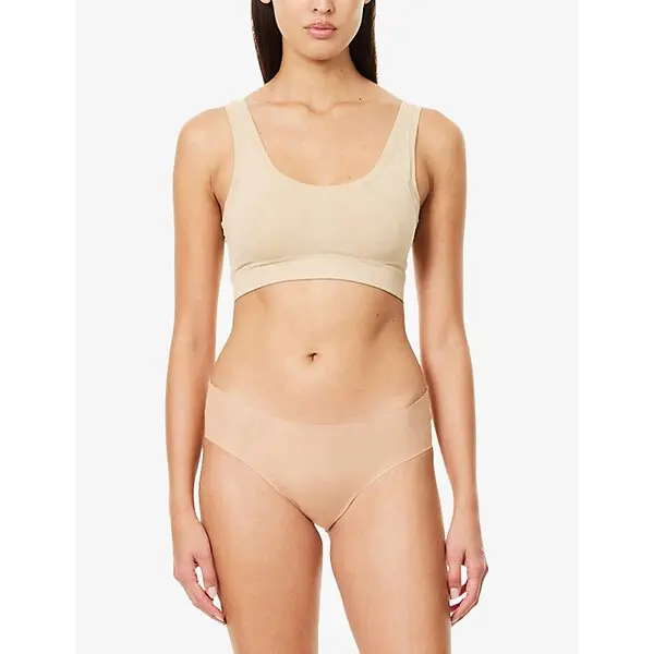 Hanro Touch Feeling Padded Crop Stretch-woven Top - Beige