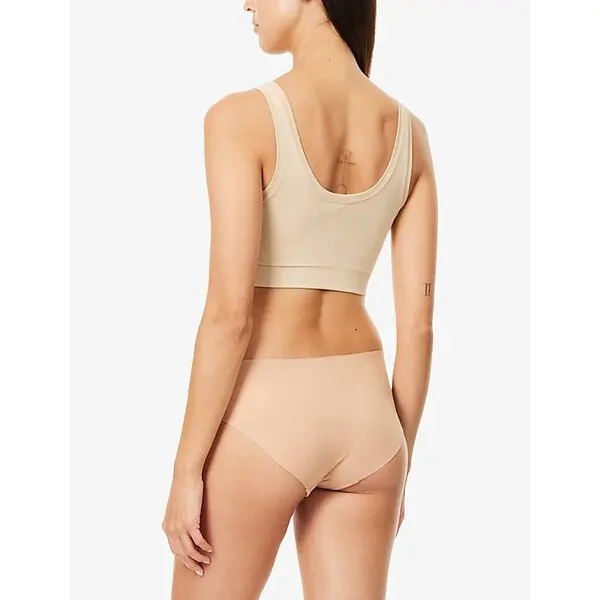 Hanro Touch Feeling Padded Crop Stretch-woven Top - Beige