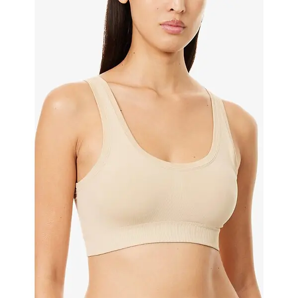Hanro Touch Feeling Padded Crop Stretch-woven Top - Beige