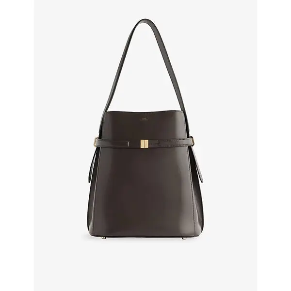 TOTEME Belted Leather Bucket Bag - Bark