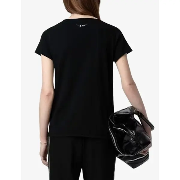 Zadig&Voltaire Regular-fit Button-neck Cotton T-shirt - Noir