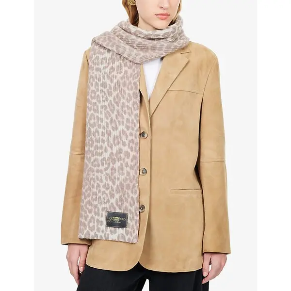 GANNI Print Stretch Wool-blend Scarf