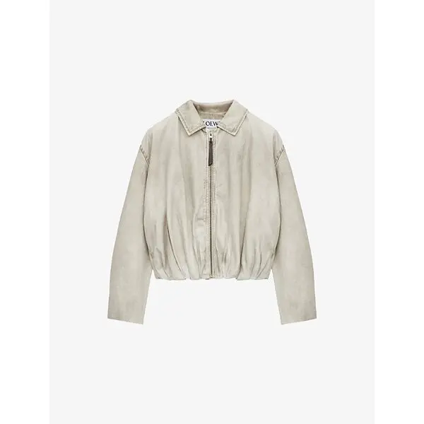 Loewe Draped Long-sleeve Denim Jacket - Light Grey