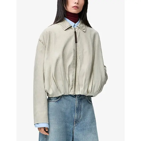 Loewe Draped Long-sleeve Denim Jacket - Light Grey